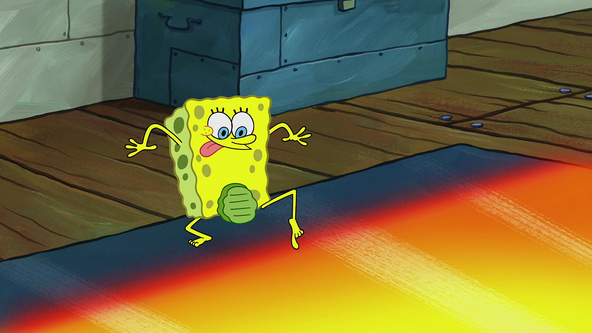 spongebob defying physics