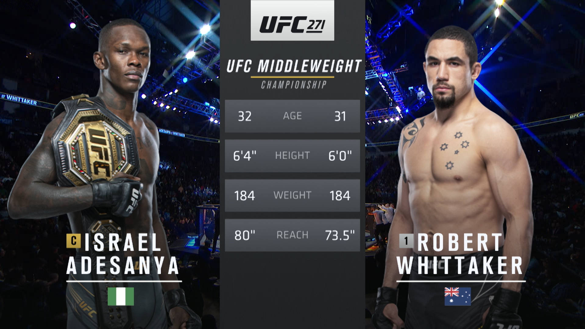 Ve UFC 271: Israel Adesanya vs. Robert Whittaker Main Card - Paramount+ ...