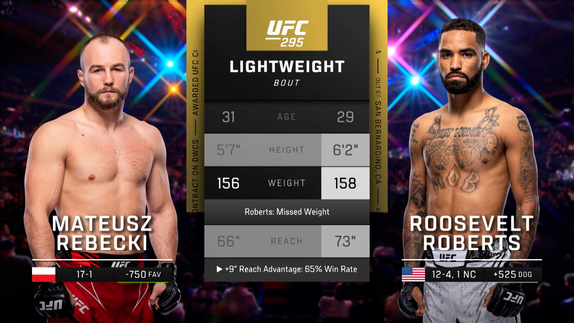 Watch UFC 295: Mateusz Rebecki vs. Roosevelt Roberts Prelims ...