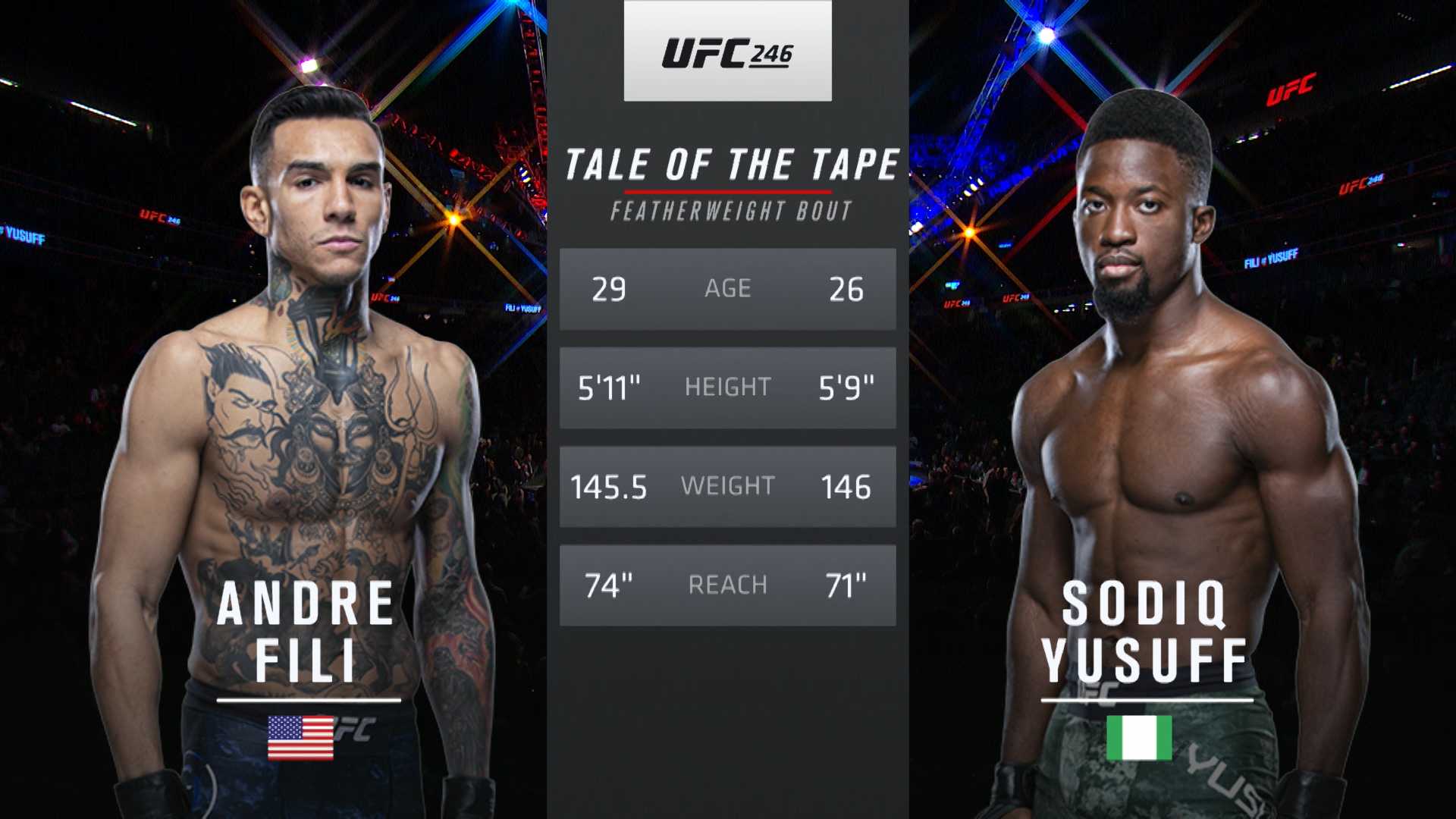 Ve UFC 246: Andre Fili vs. Sodiq Yusuff Prelims - Paramount+ Argentina
