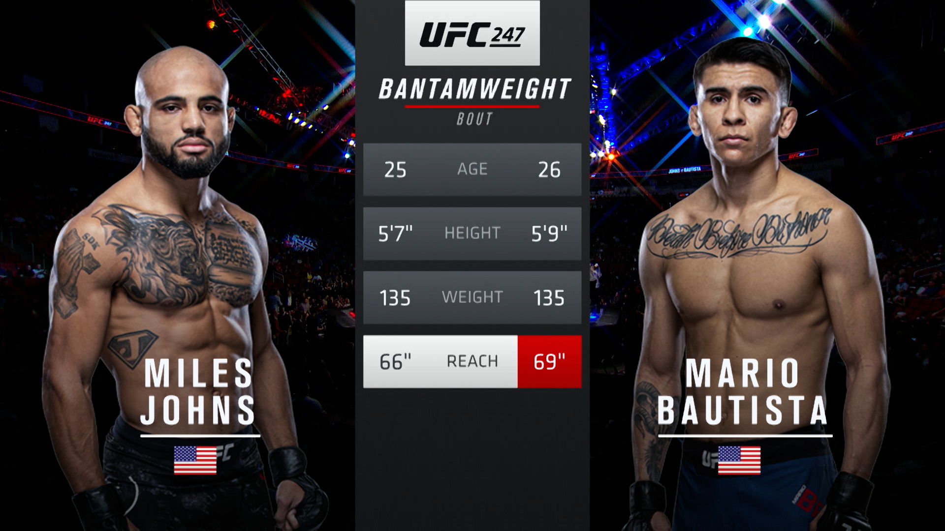 Ve UFC 247: Miles Johns vs. Mario Bautista Prelims - Paramount+ Colombia