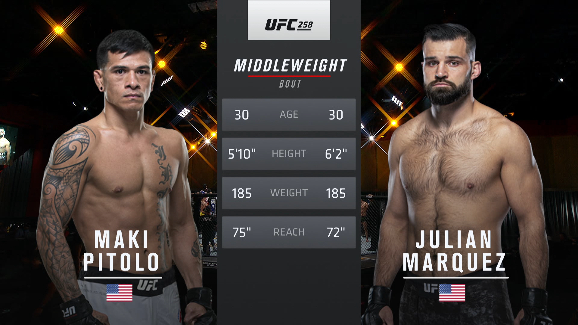 Ve UFC 258: Maki Pitolo vs. Julian Marquez Main Card - Paramount+ Uruguay