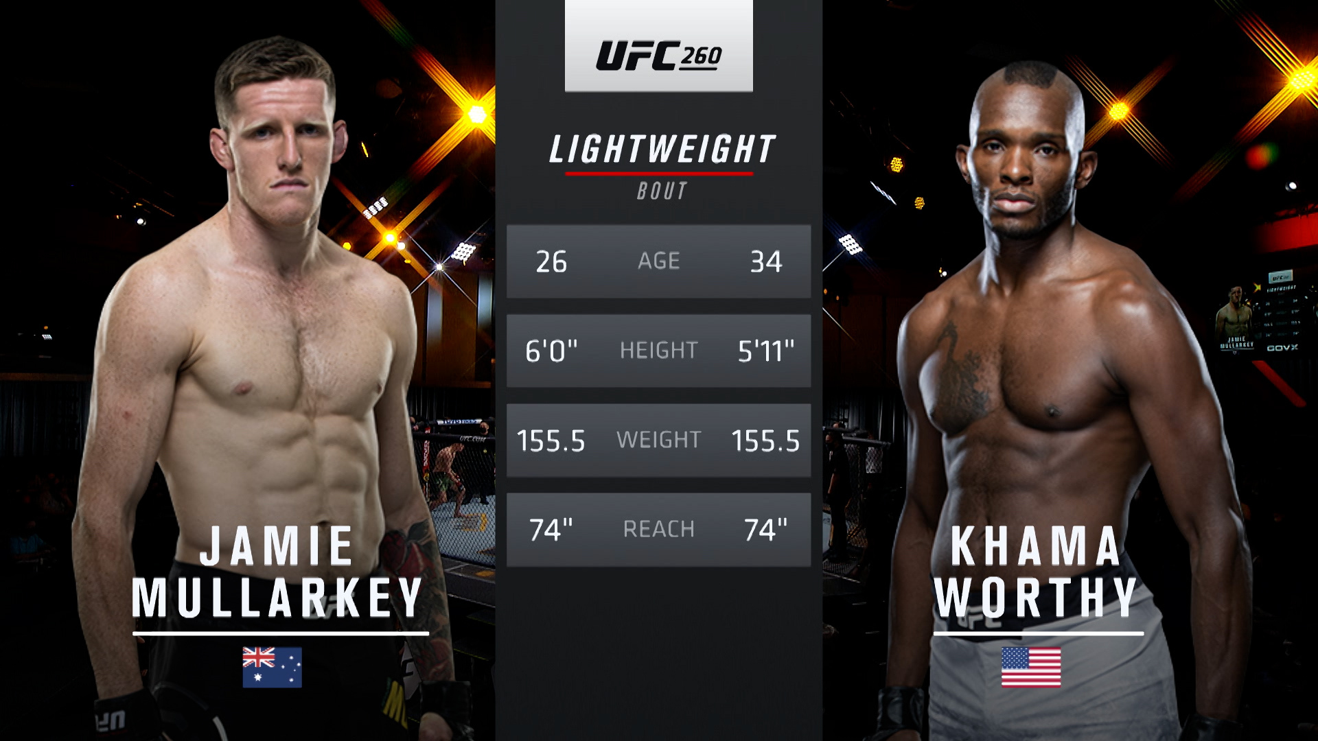 Watch UFC Season 260 Episode 5: 260: Jamie Mullarkey vs. Khama Worthy ...
