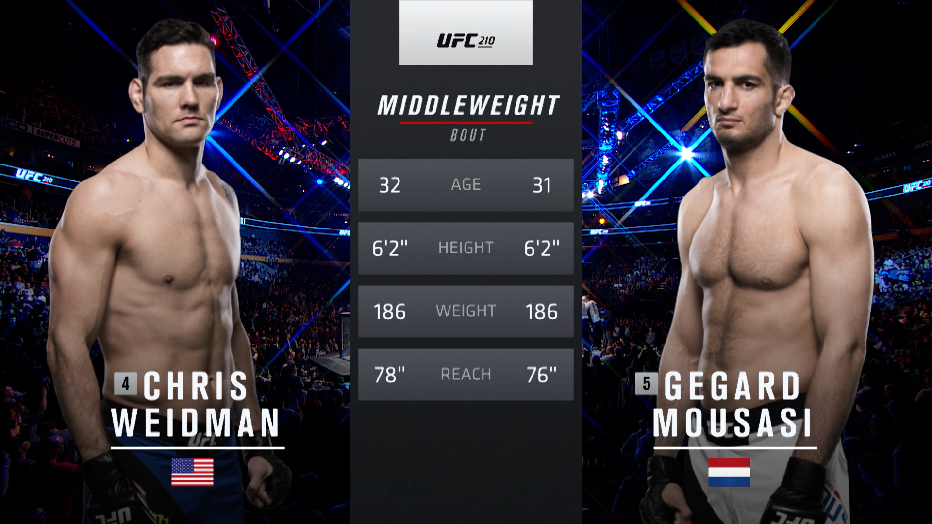 Assista a UFC 2010s UFC 210: Chris Weidman vs. Gegard Mousasi ...