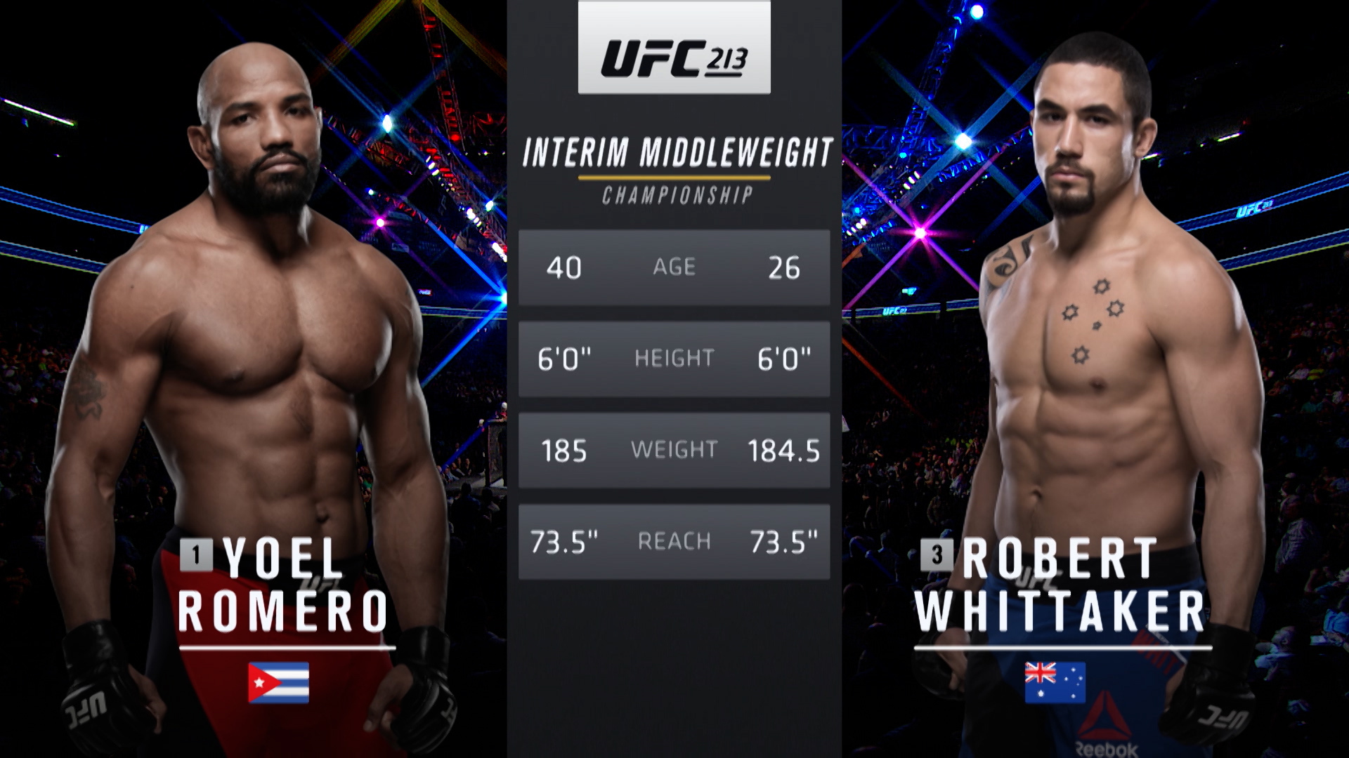 Ve UFC 2010s UFC 213: Yoel Romero vs. Robert Whittaker - Paramount+ ...