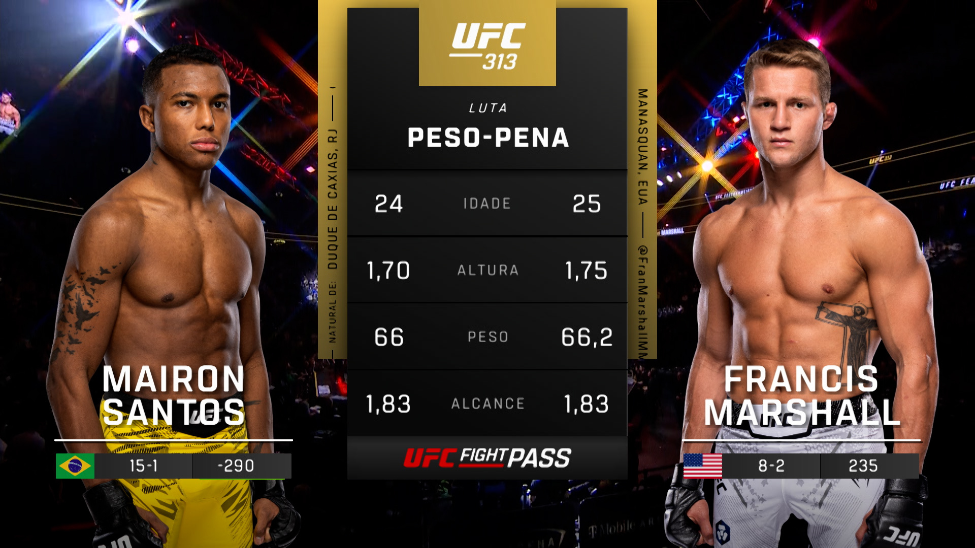 Ve UFC (Português) 313: Mairon Santos vs. Francis Marshall Prelims ...