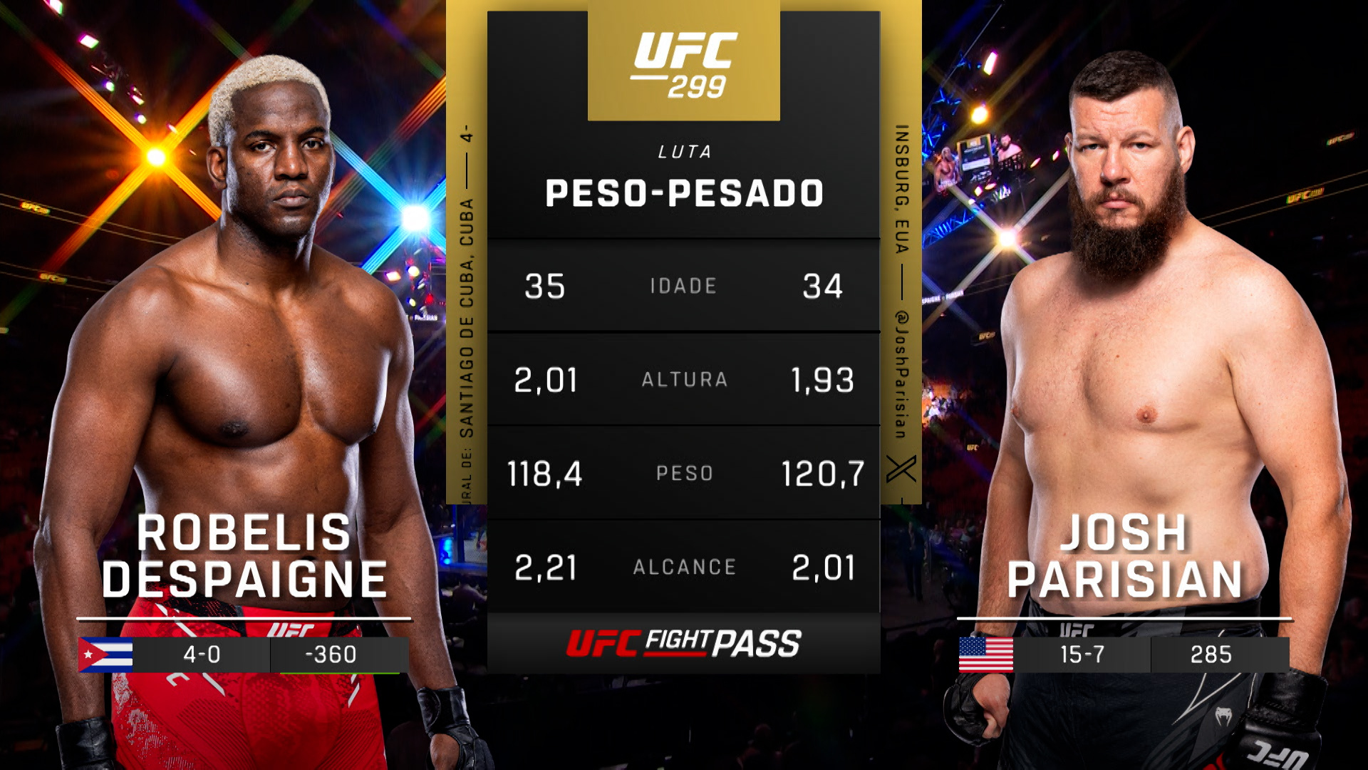 Watch UFC (Português) 299: Robelis Despaigne vs. Josh Parisian Prelims ...