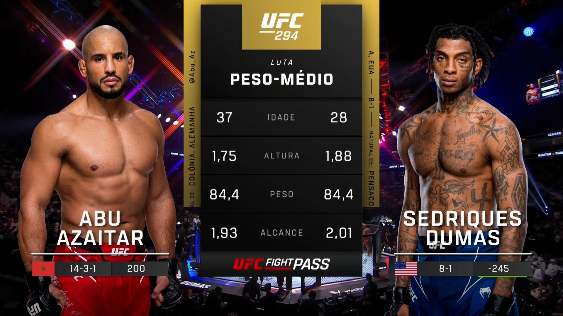 Ve UFC (Português) Sedriques Dumas vs. Abu Azaitar (UFC 294: Makhachev ...