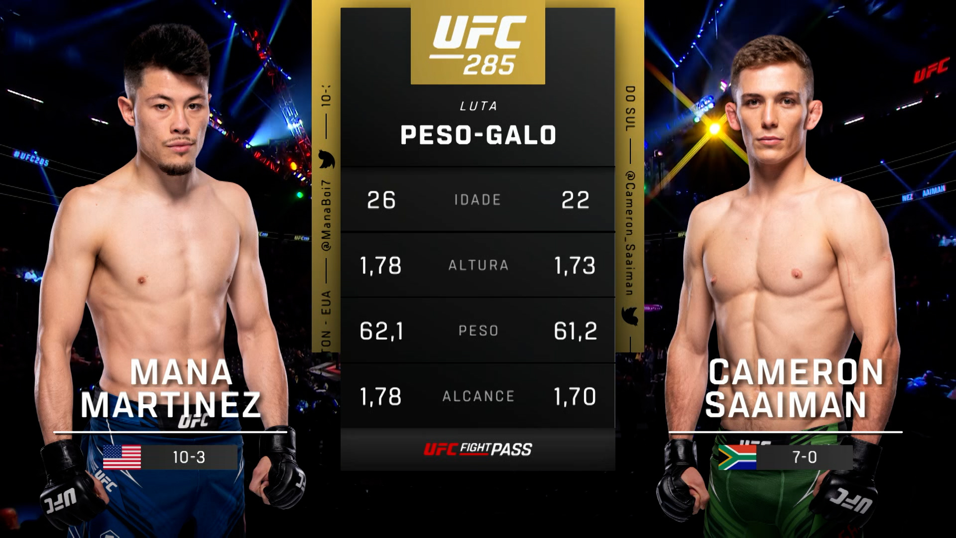 Ve UFC (Português) Mana Martinez vs. Cameron Saaiman (UFC 285: Jones vs ...