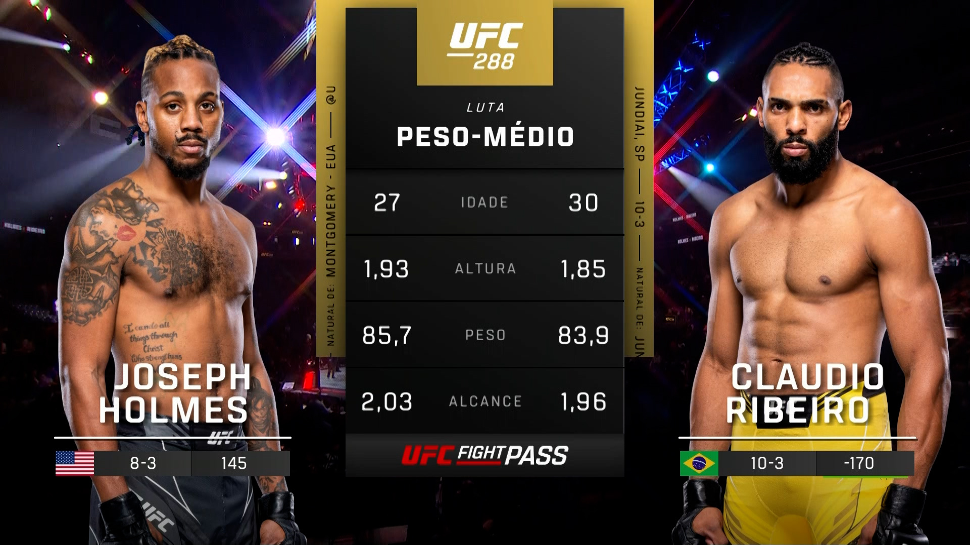 Ve UFC (Português) Joseph Holmes vs. Claudio Ribeiro (UFC 288: Sterling ...