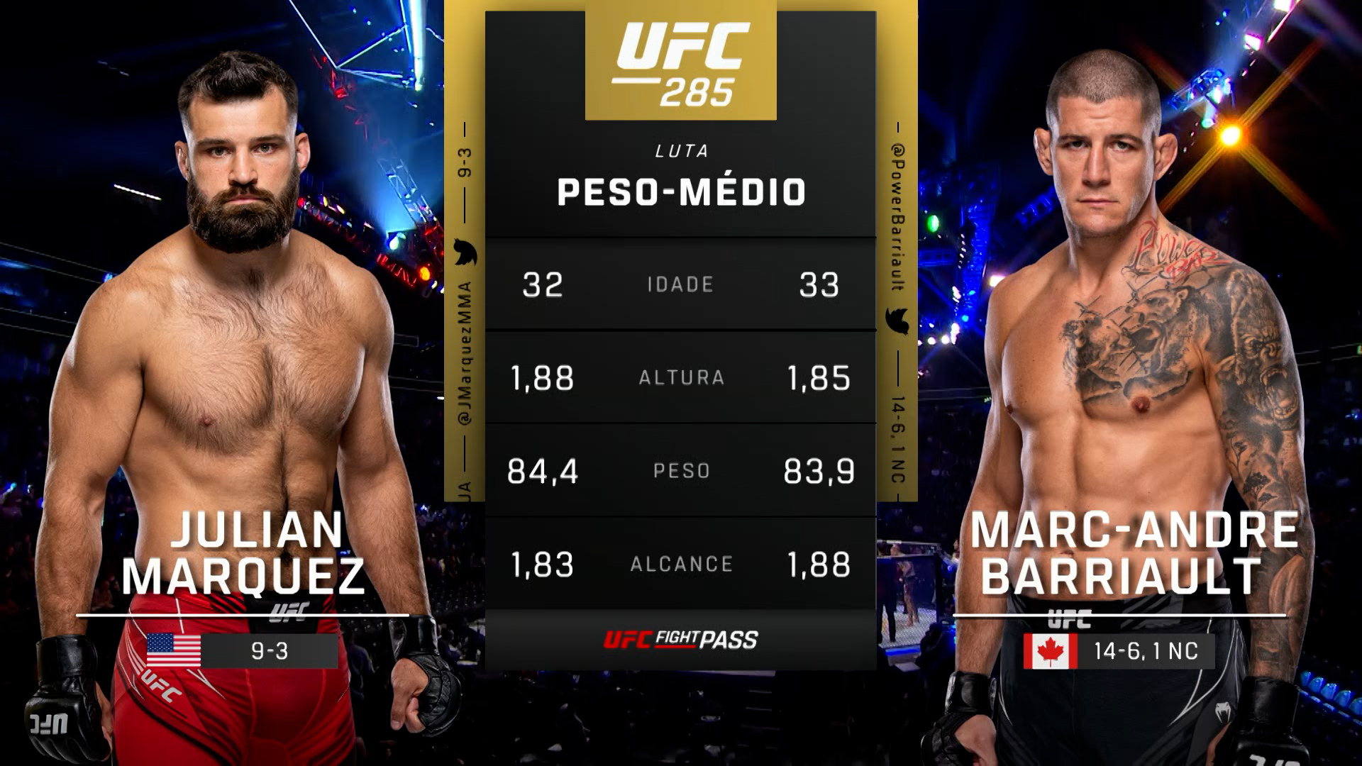 Watch UFC (Português) Julian Marquez vs. Marc-André Barriault (UFC 285 ...