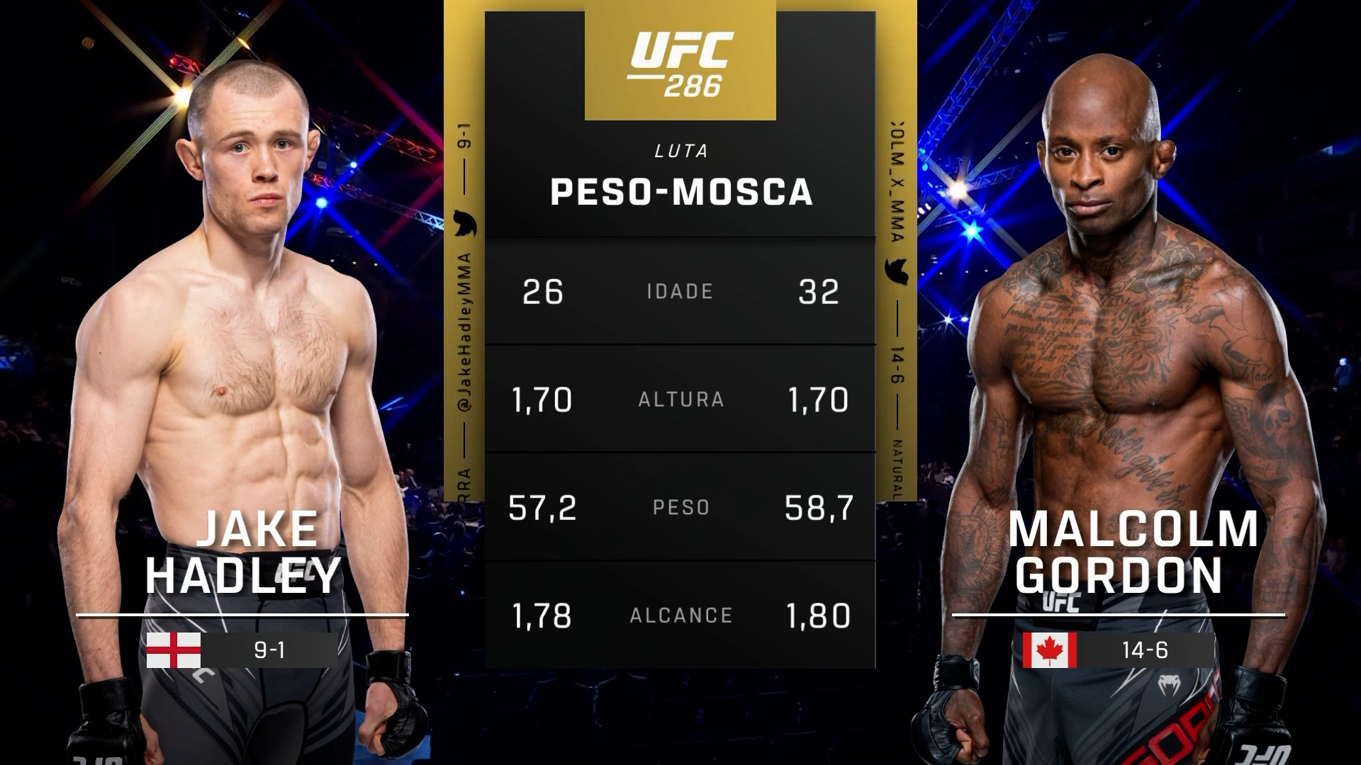 Ve UFC (Português) Jake Hadley vs. Malcolm Gordon (UFC 286: Edwards vs ...