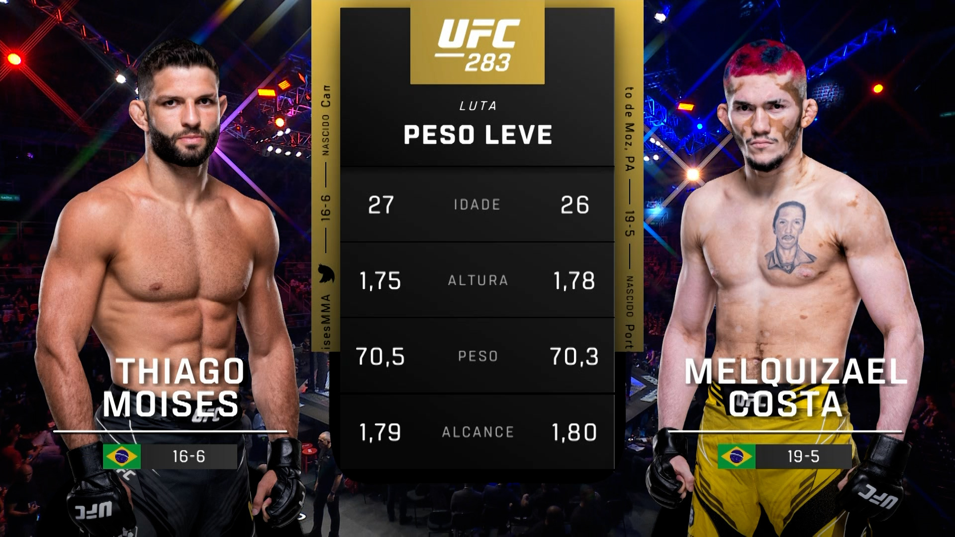 Assista a UFC (Português) Thiago Moisés vs. Melquizael Costa (UFC 283 ...