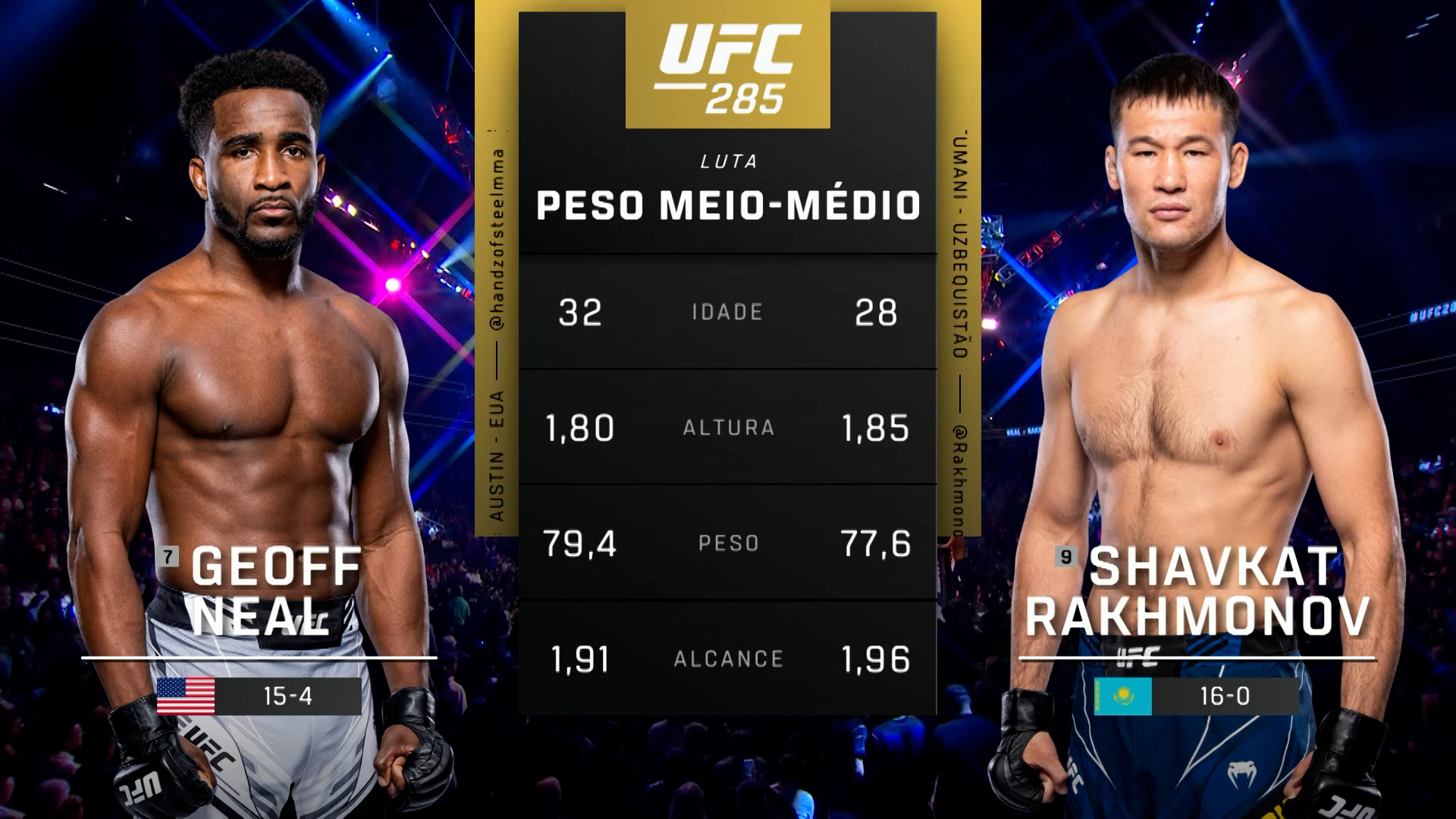 Ve UFC (Português) Geoff Neal vs. Shavkat Rakhmonov (UFC 285: Jones vs ...