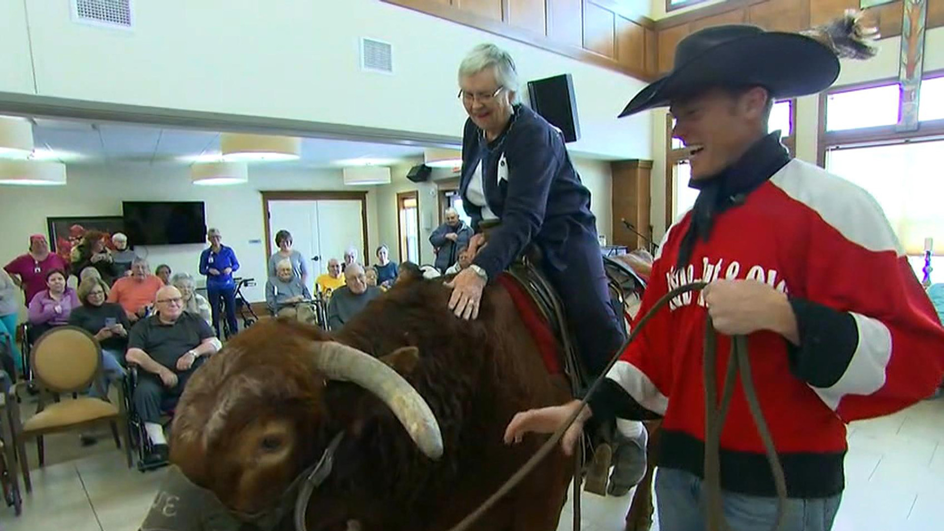 Watch CBS Evening News: Therapy bull surprising seniors - Full show on CBS