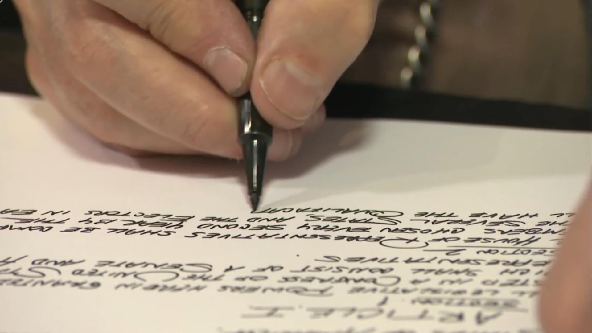 Watch CBS Evening News: Group meets to handwrite the U.S. Constitution ...