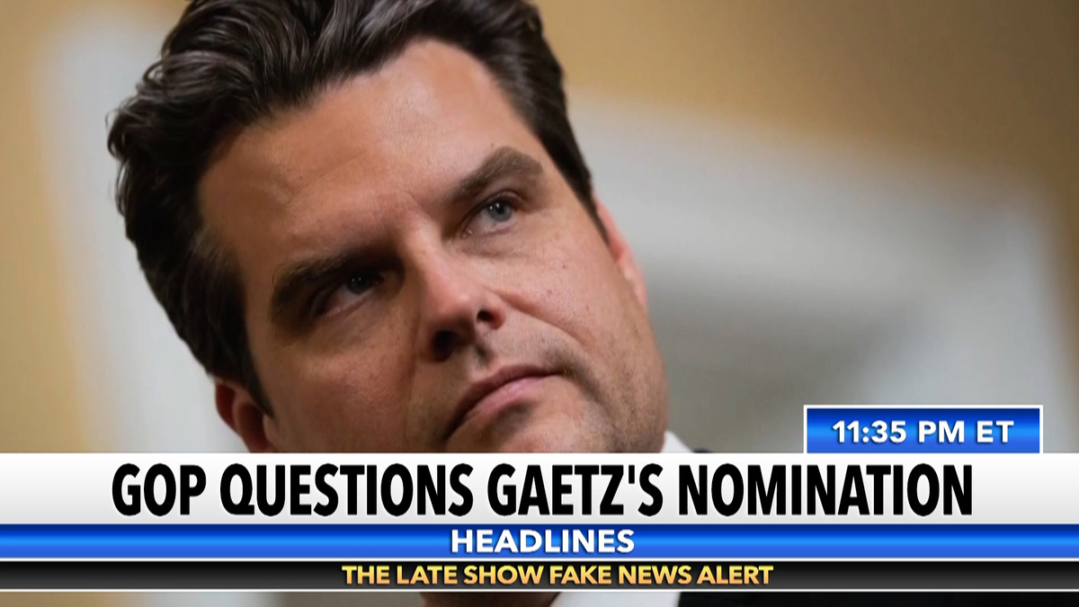 Watch The Late Show with Stephen Colbert: The GOP Responds To Matt Gaetz's Nomination As ...