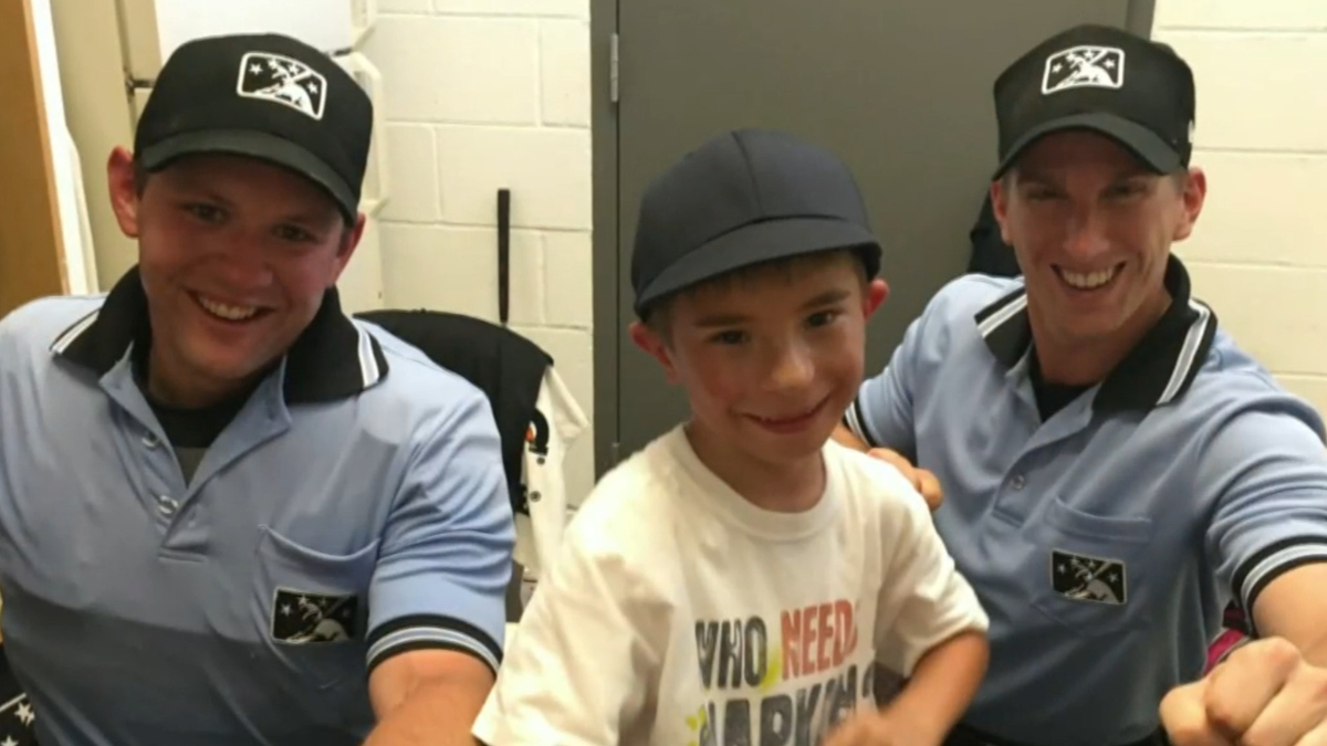 Watch CBS Evening News: Boy who idolizes umps now officiating games ...