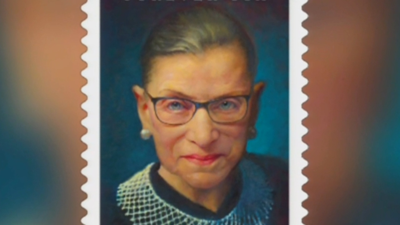 Watch CBS Evening News: USPS unveils Ruth Bader Ginsburg postage stamp ...